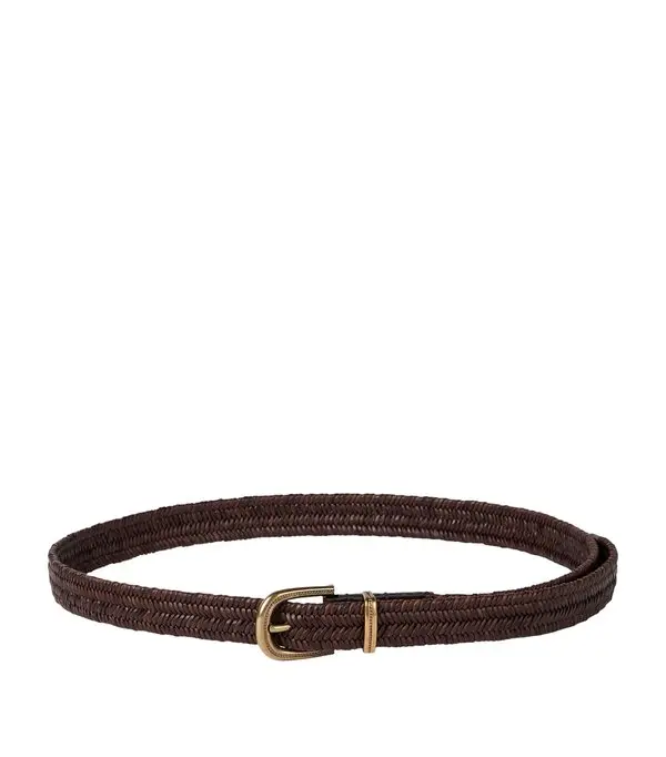 Brunello Cucinelli Leather-blend Braided Belt