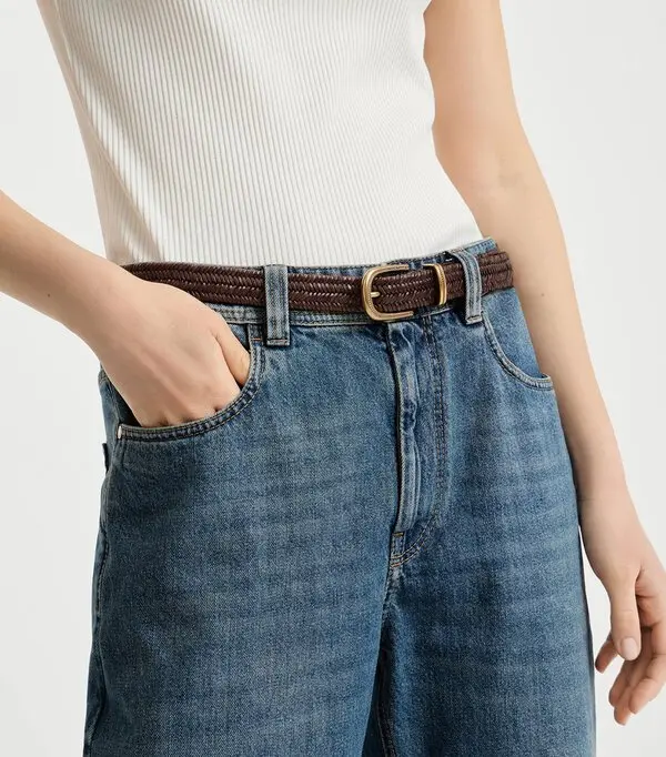 Brunello Cucinelli Leather-blend Braided Belt