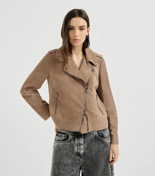 Brunello Cucinelli Suede Biker Jacket