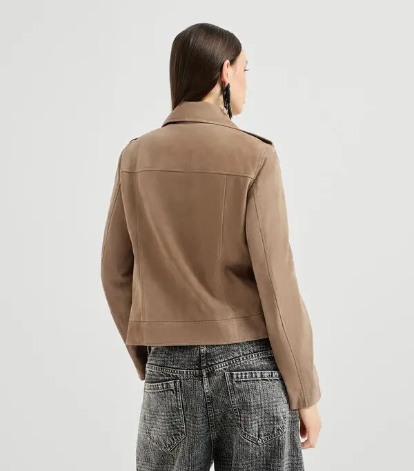 Brunello Cucinelli Suede Biker Jacket