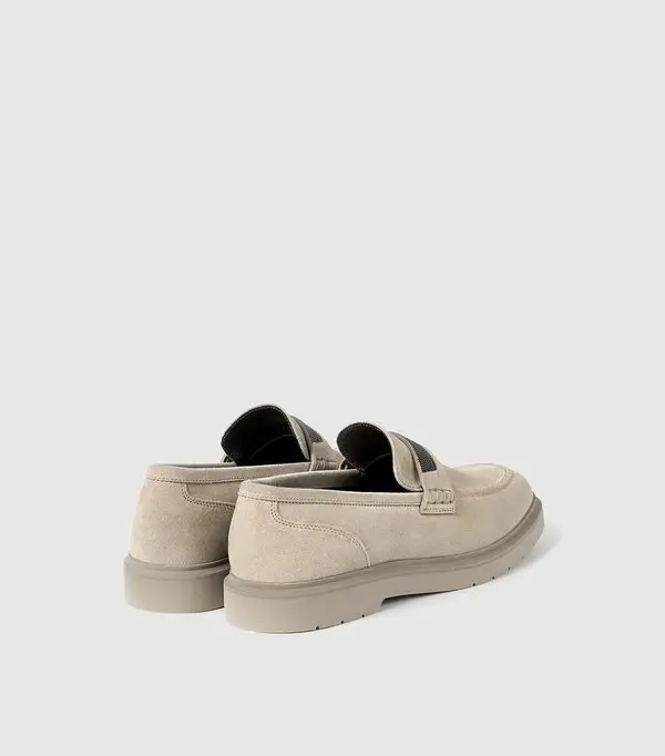 Brunello Cucinelli Suede Monili Penny Loafers