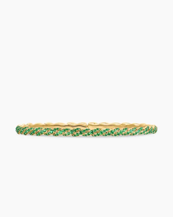 David Yurman Sculpted Cable Flex® Bracelet In 18k Yellow Gold With Orange Sapphires - Emerald