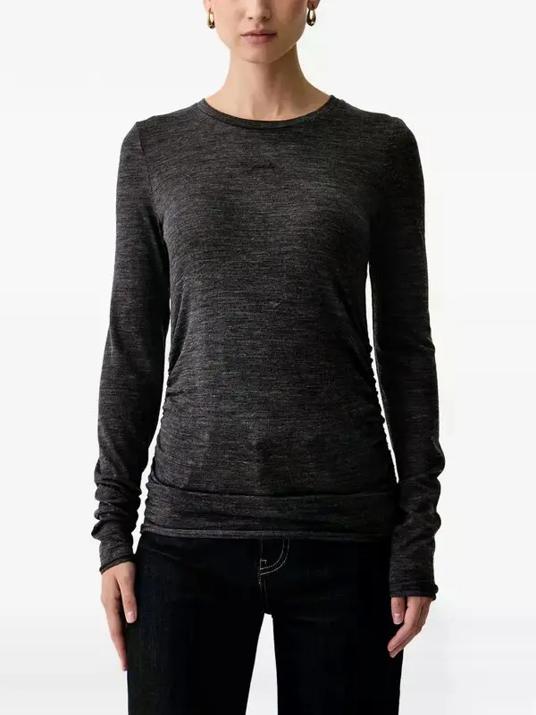 Pinko Logo-embroidered Ruched T-shirt - Grey