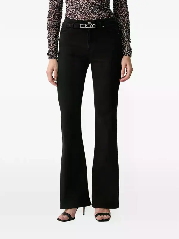 Pinko Logo-plaque Flared Jeans - Black
