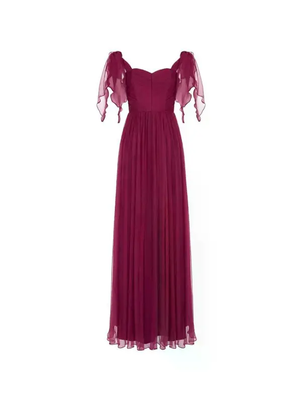 ROSERRY Off-shoulder Lace-up Maxi Dress - Red