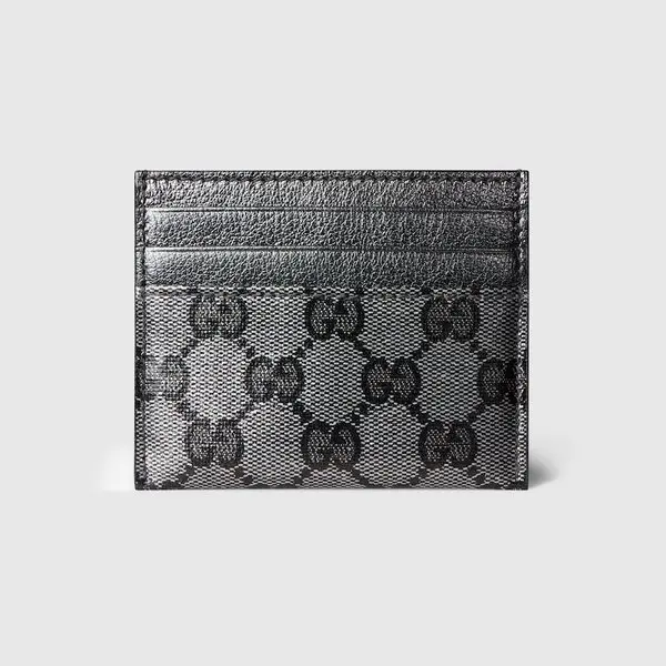 Gucci Card Case Original Gg Fabric - Silver