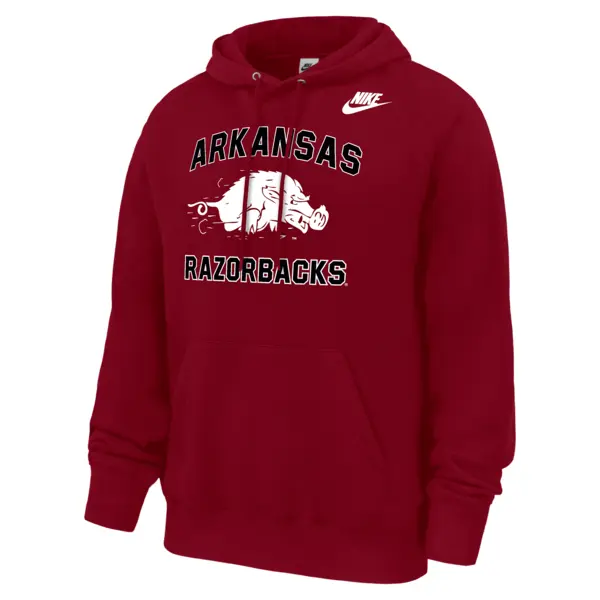 Nike Arkansas Razorbacks Club Football Fleece Pullover Hoodie - Red