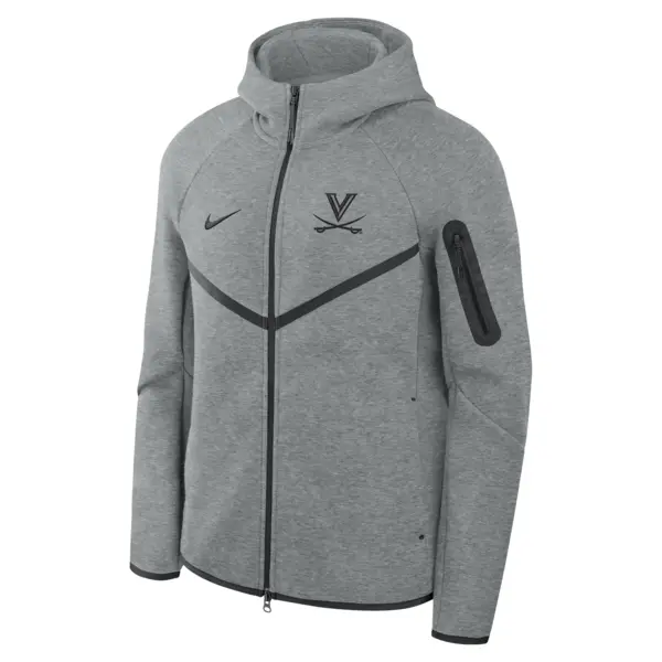 Nike Virginia Cavaliers Tech Basketball Fleece Full-zip Hoodie - Grey