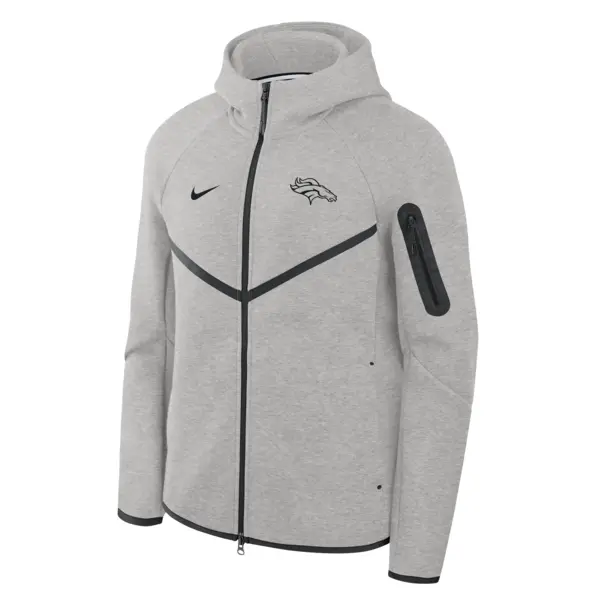 Nike Denver Broncos Top Billing Tech Fleece Windrunner Nfl Full-zip Hooded Jacket - Grey