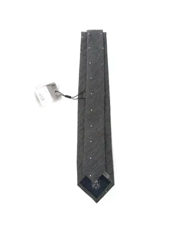 Corneliani Herringbone-patterned Polka-dot Tie