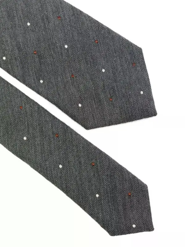 Corneliani Herringbone-patterned Polka-dot Tie