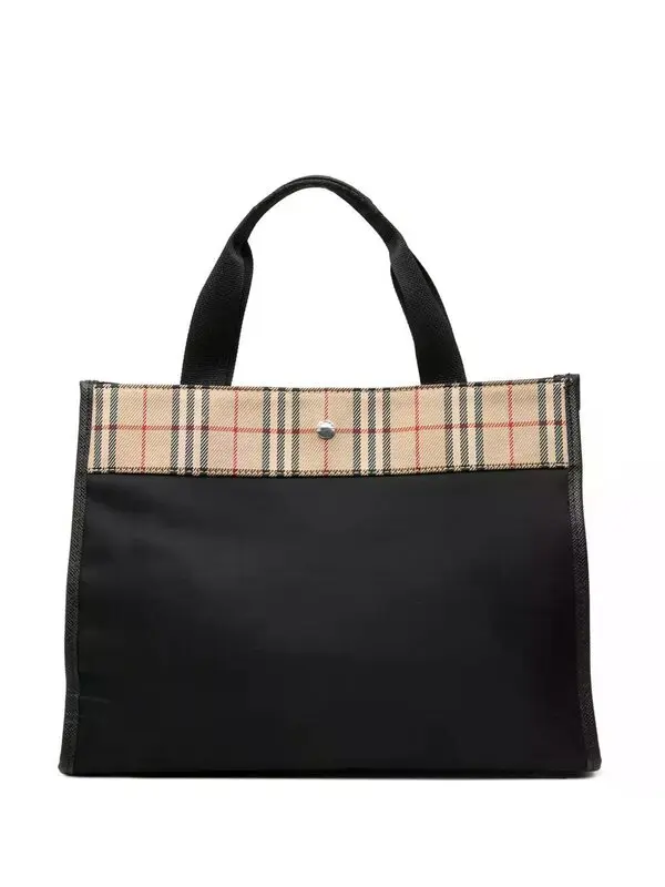 Burberry 2000-2017 House Check Canvas Trimmed Nylon Tote Bag