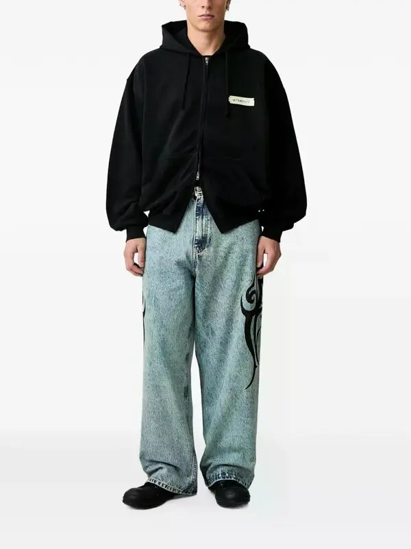 Vetements Scribbled Logo Zip-up Hoodie