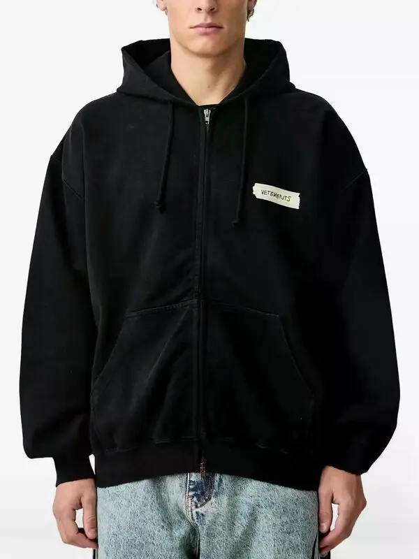 Vetements Scribbled Logo Zip-up Hoodie