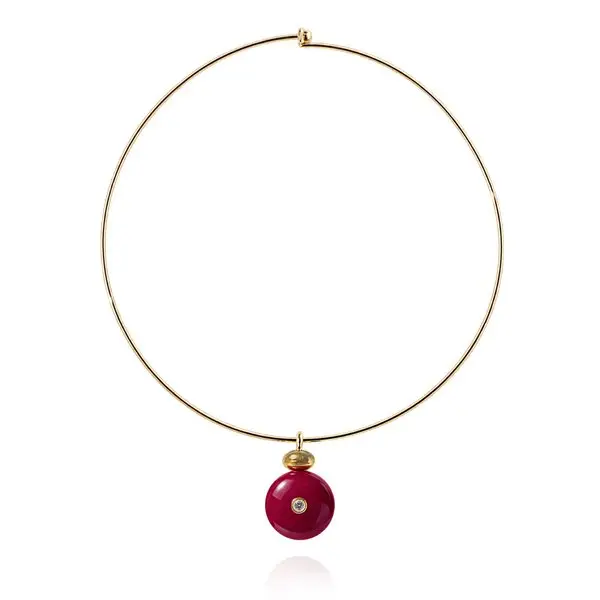 SAULE LABEL Paloma Collar Necklace In Ruby - Red