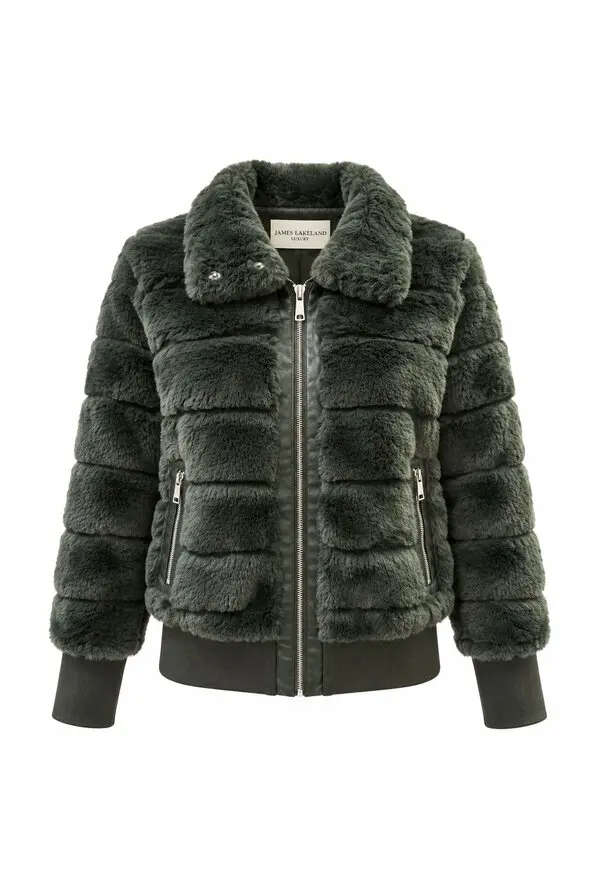 JAMES LAKELAND Panelled Faux Fur Jacket