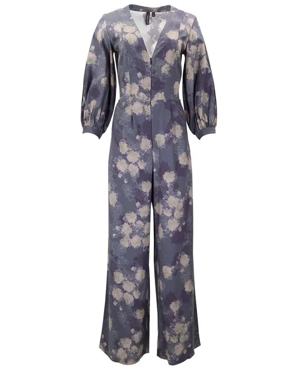 LORDS OF HARLECH Jill Lans Floral Stretch Tencel Jumpsuit - Black