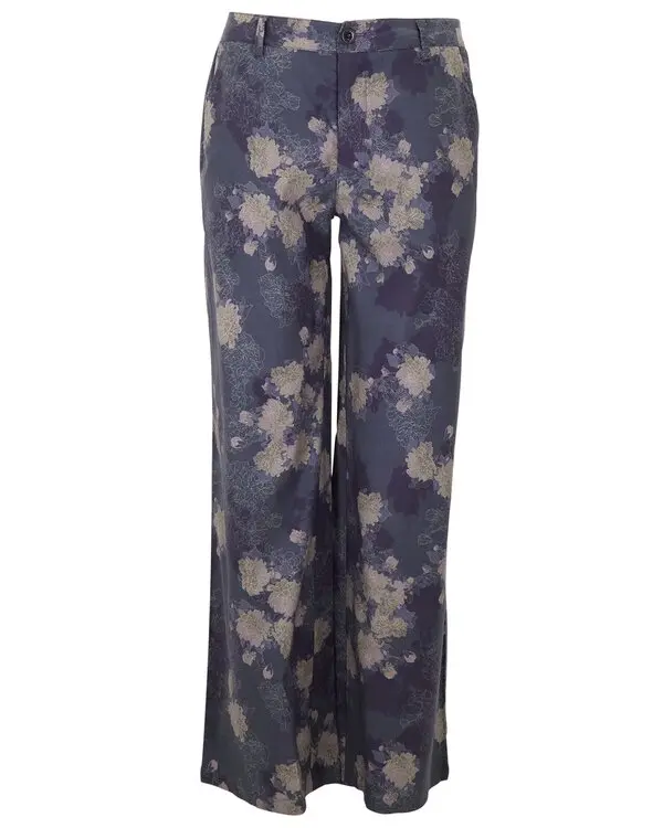 LORDS OF HARLECH Phillis Lans Floral Stretch Tencel Tailored Pant - Black