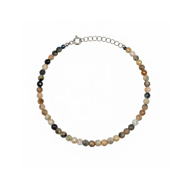 SPERO LONDON Neutrals Natural Earthy Mixed Gemstone Beaded Bracelet - Blue/gray