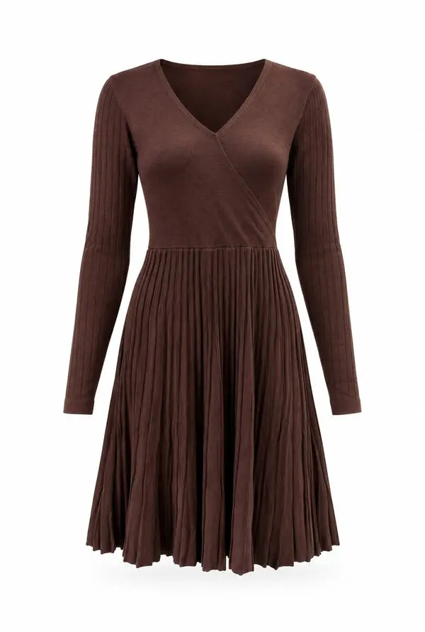 JAMES LAKELAND Wrap Knit Dress - Brown