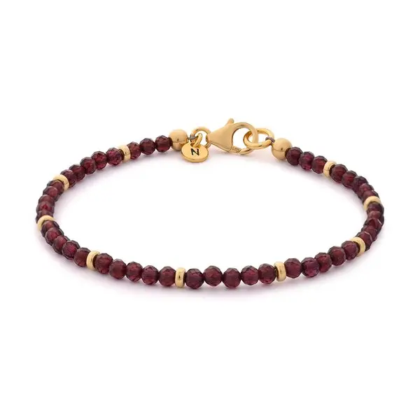 NELLOU JEWELLERY Garnet Orbit Bracelet January Plated Sterling Silver - Gold