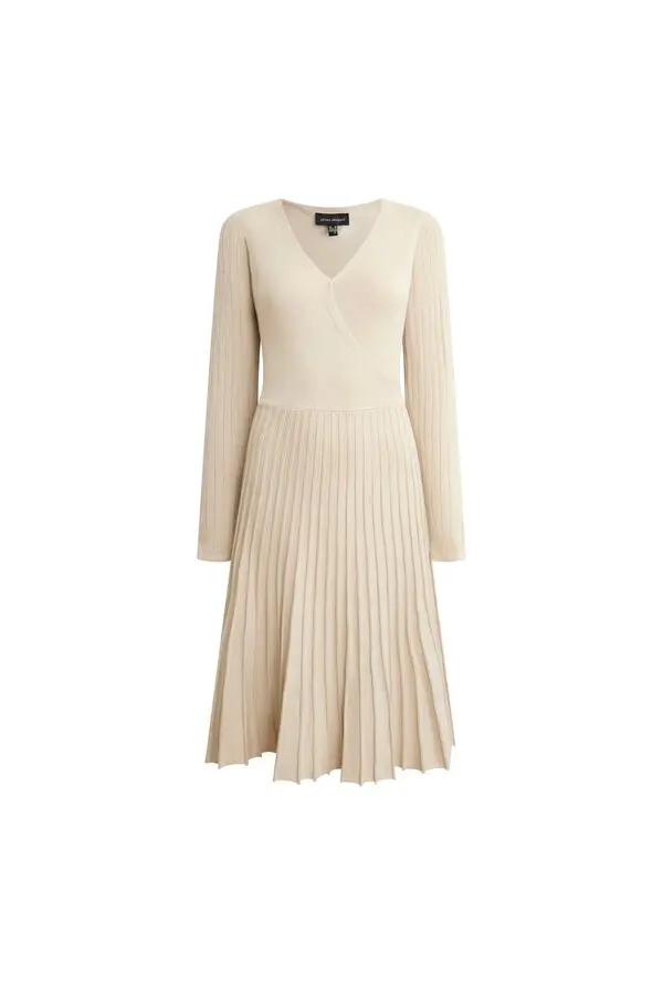 JAMES LAKELAND Neutrals Cream Wrap Knit Dress