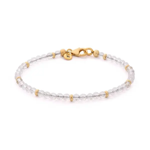 NELLOU JEWELLERY Rock Crystal Orbit Bracelet April Plated Sterling Silver - Gold
