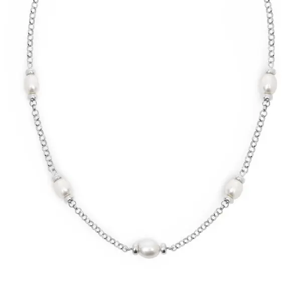 AUREE JEWELLERY Courtfield Mini Freshwater Pearl & Sterling Necklace - Silver