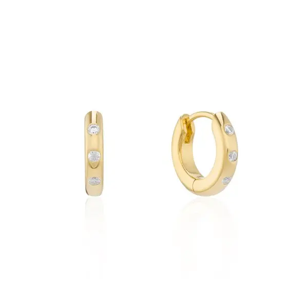 AUREE JEWELLERY Fernshaw Mini Huggie Hoop Earrings With Cubic Zirconia - Gold