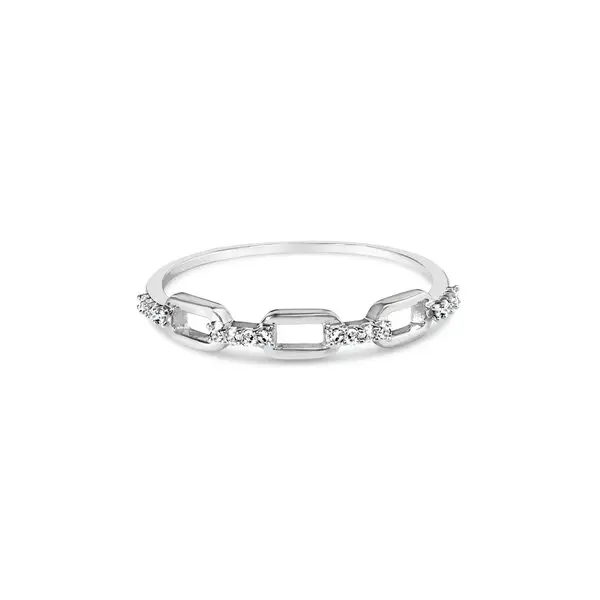 HAUS OF BRILLIANCE 925 Sterling Diamond Accent Paperclip Band Ring - Silver