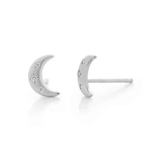 NELLOU JEWELLERY Starlit Moon Stud Earrings Sterling