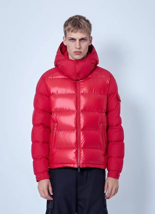 Moncler Maya Hooded Short Down Jacket - Red