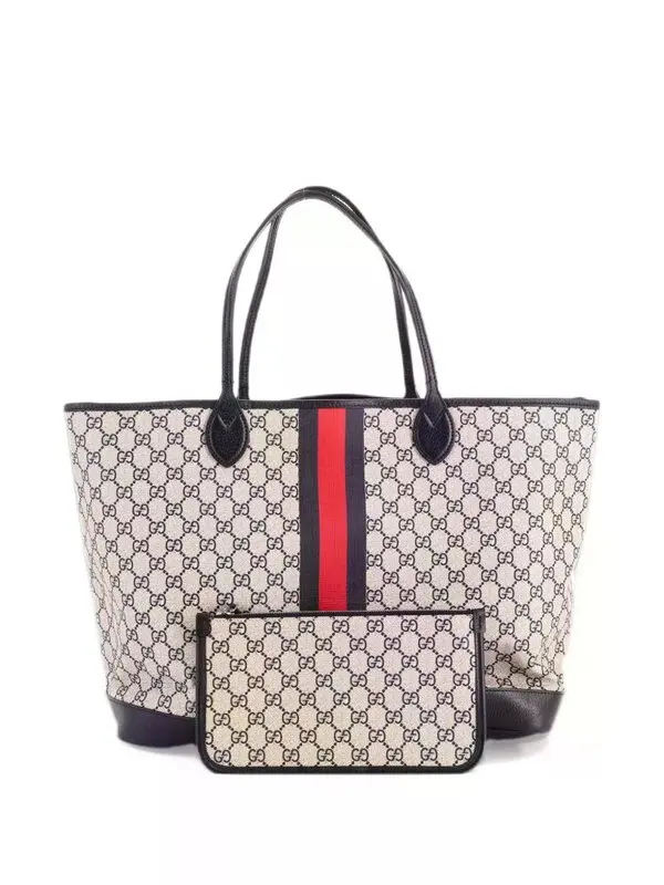 Gucci Ophidia Open Shopping Gg Coated Canvas Large Tote Bag - Blue