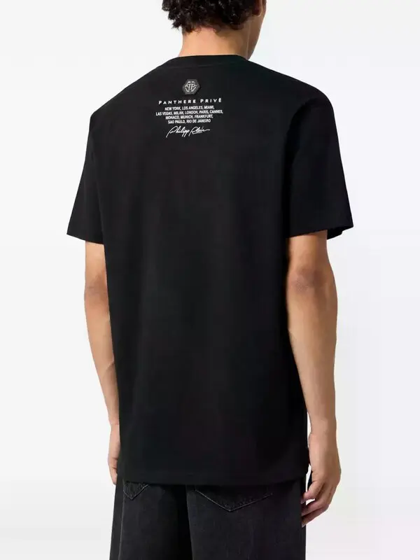 Philipp Plein Round-neck T-shirt Panther-skull Strass