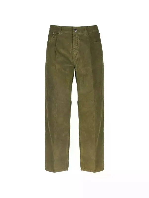BE ABLE Pleated Corduroy Straight-leg Trousers - Green