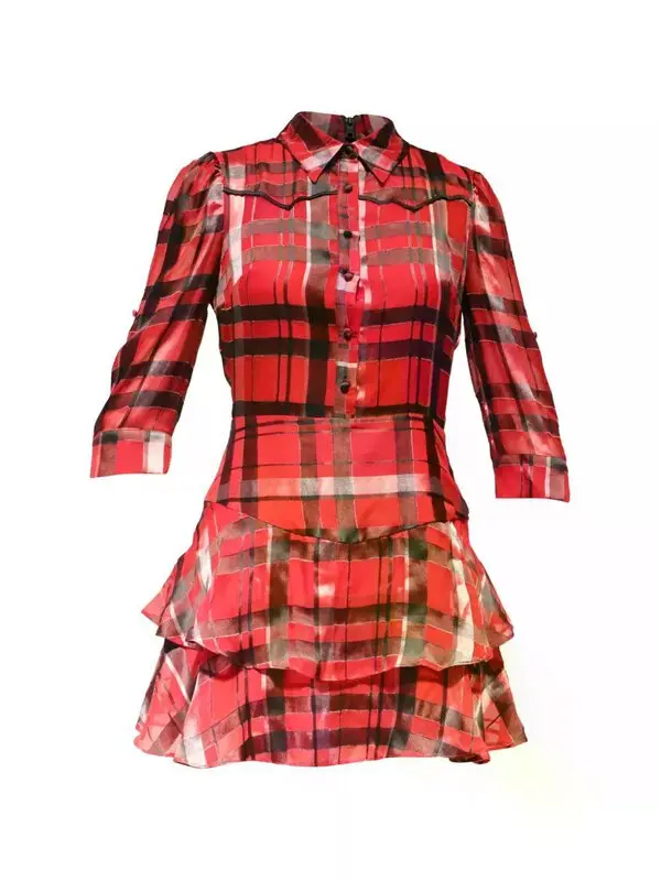 Alice + Olivia Hazeline Checked Mini Dress - Red