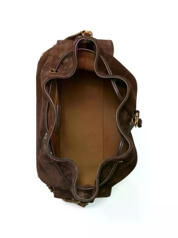 Tory Burch Charlie Quilted Suede Drawstring Shoulder Bag