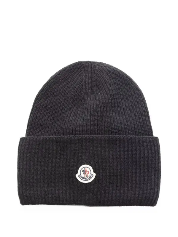Moncler 2020s Logo-patch Beanie Hat - Black