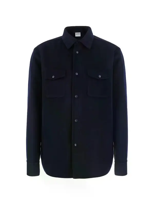 Aspesi 13 Button-up Wool Shirt - Blue