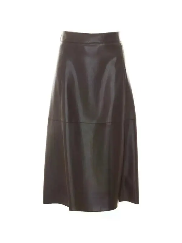 RUE DU BAC Faux-leather Midi Skirt - Brown