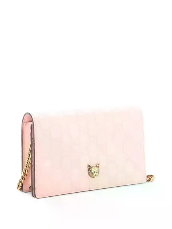 Gucci Crystal Cat Wallet On Chain Guccissima Leather Crossbody Bag