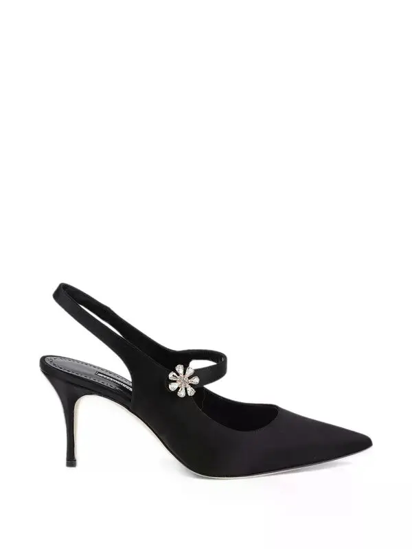 Manolo Blahnik Crystal-embellished Slingback Pumps - Black