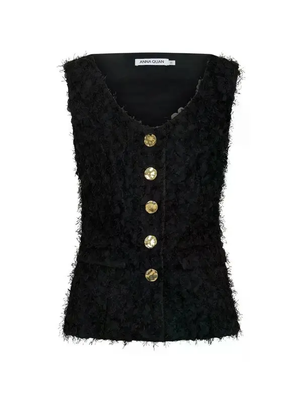 Anna Quan Magda Textured Button-up Top - Black