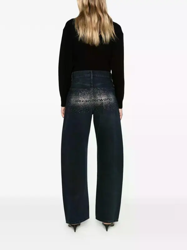 Alexander Wang Float Mid-rise Relaxed Crystal Hotfix Logo Fly Jeans