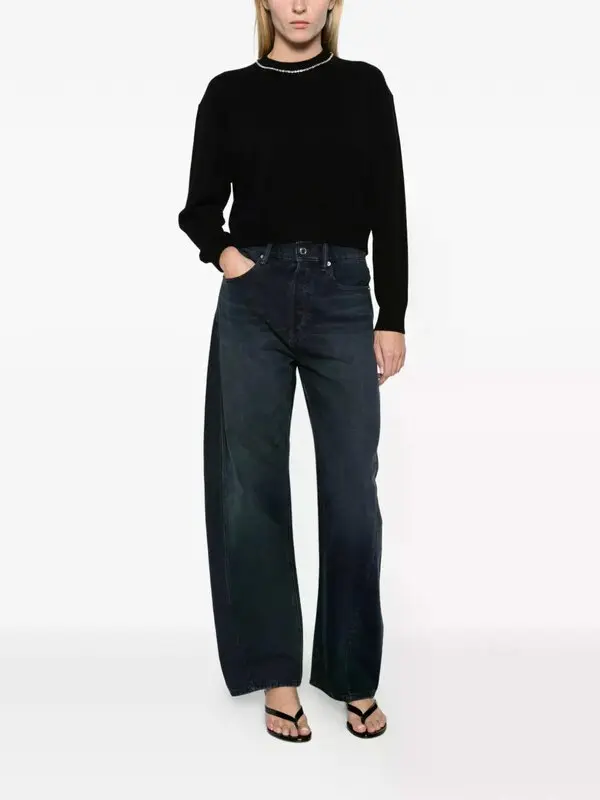 Alexander Wang Float Mid-rise Relaxed Crystal Hotfix Logo Fly Jeans - Blue