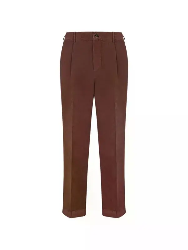 DELL'OGLIO Pleated Corduroy Trousers - Brown
