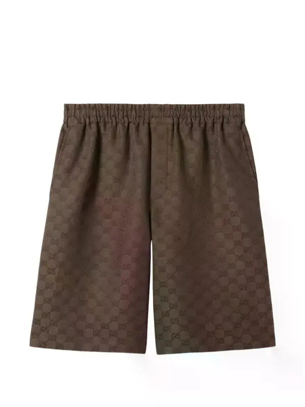 Gucci Gg Canvas Linen Blend Shorts - Brown