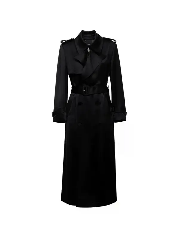 Simkhai Alvida Belted Double-breasted Trench Coat - Black