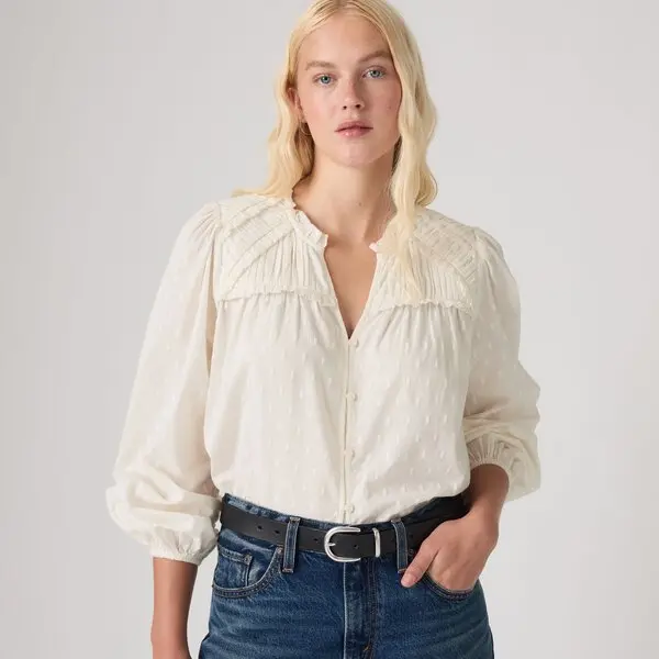 LEVI'S Lee Soft Cotton Dobby Blouse - Egret