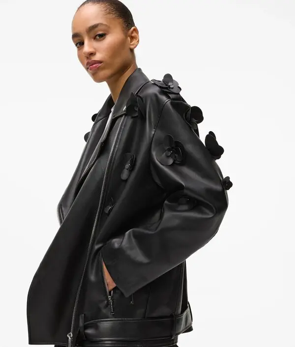 Karl Lagerfeld Orchid Faux-leather Biker Jacket